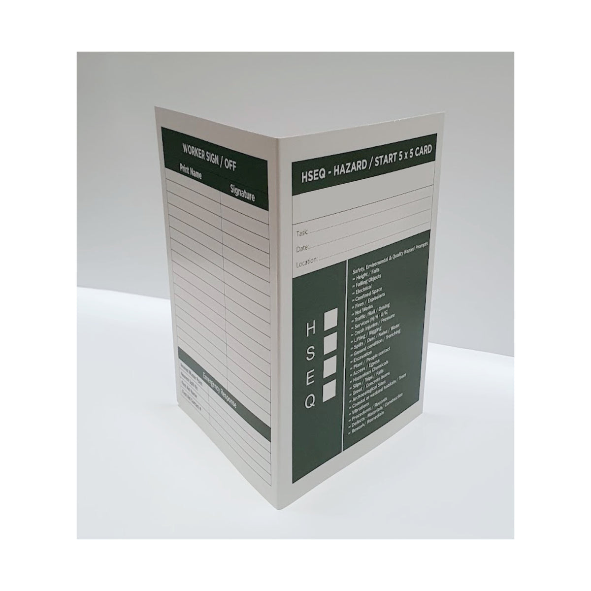 HSEQ Hazard Start 5 x 5 Card – Safety Planning Tool – Online NZ Signs