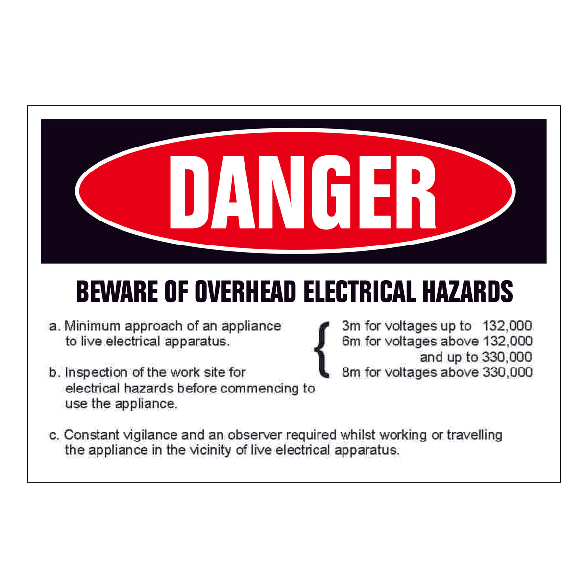 Danger Beware of Overhead Electrical Hazards – Online NZ Signs