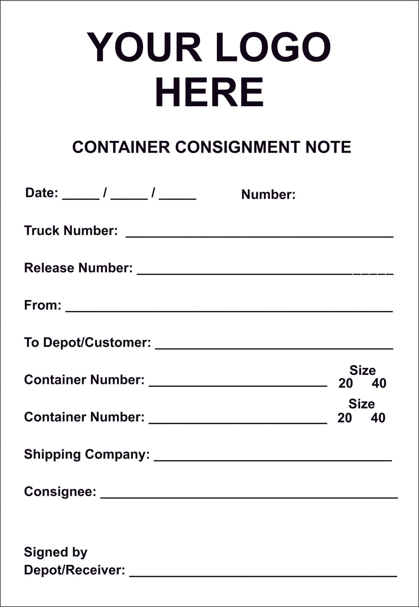 Container Cartage Consignment Note Book – Online NZ Signs